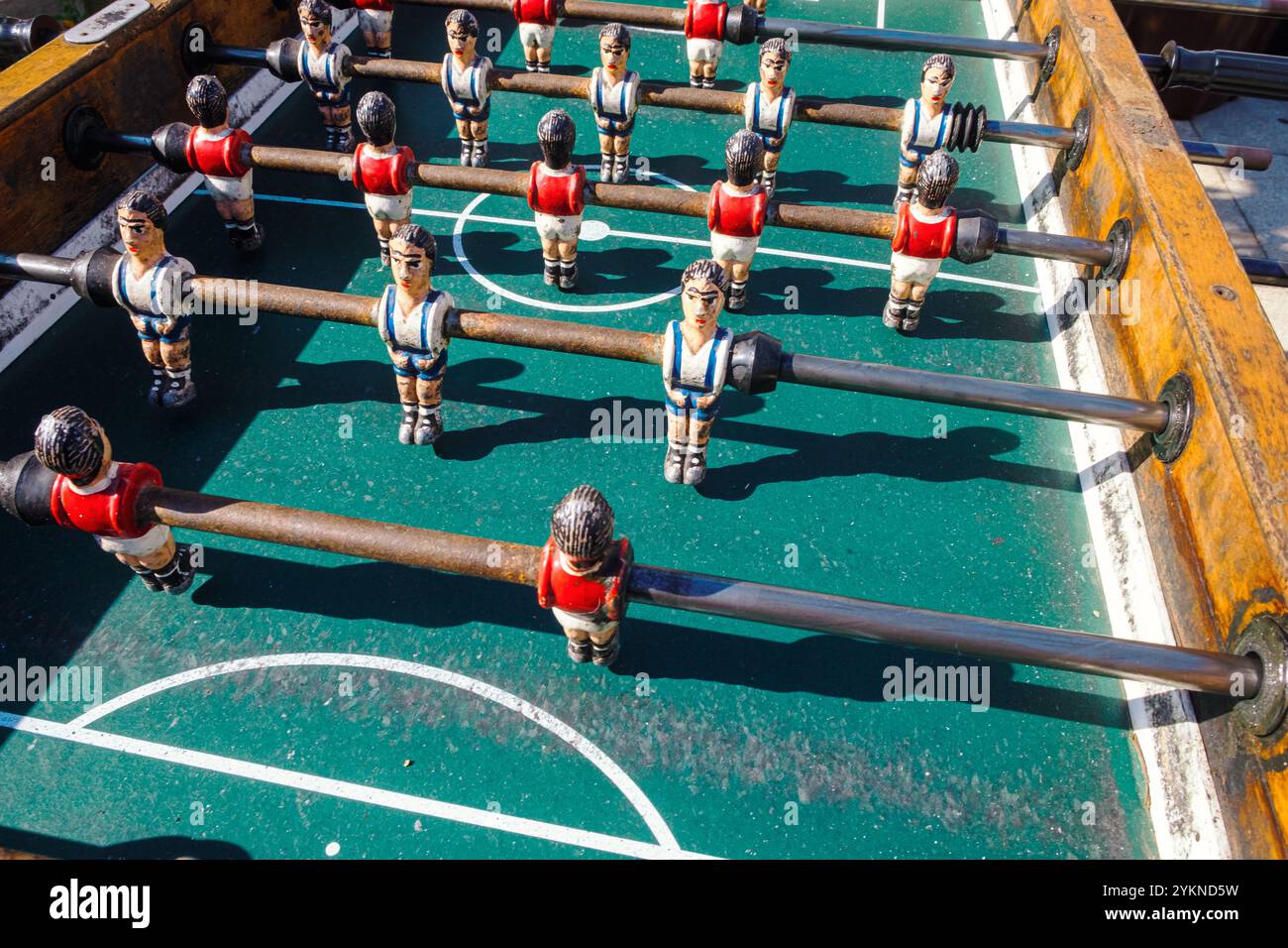 table football game of football metallic figures on the field, foosball ...