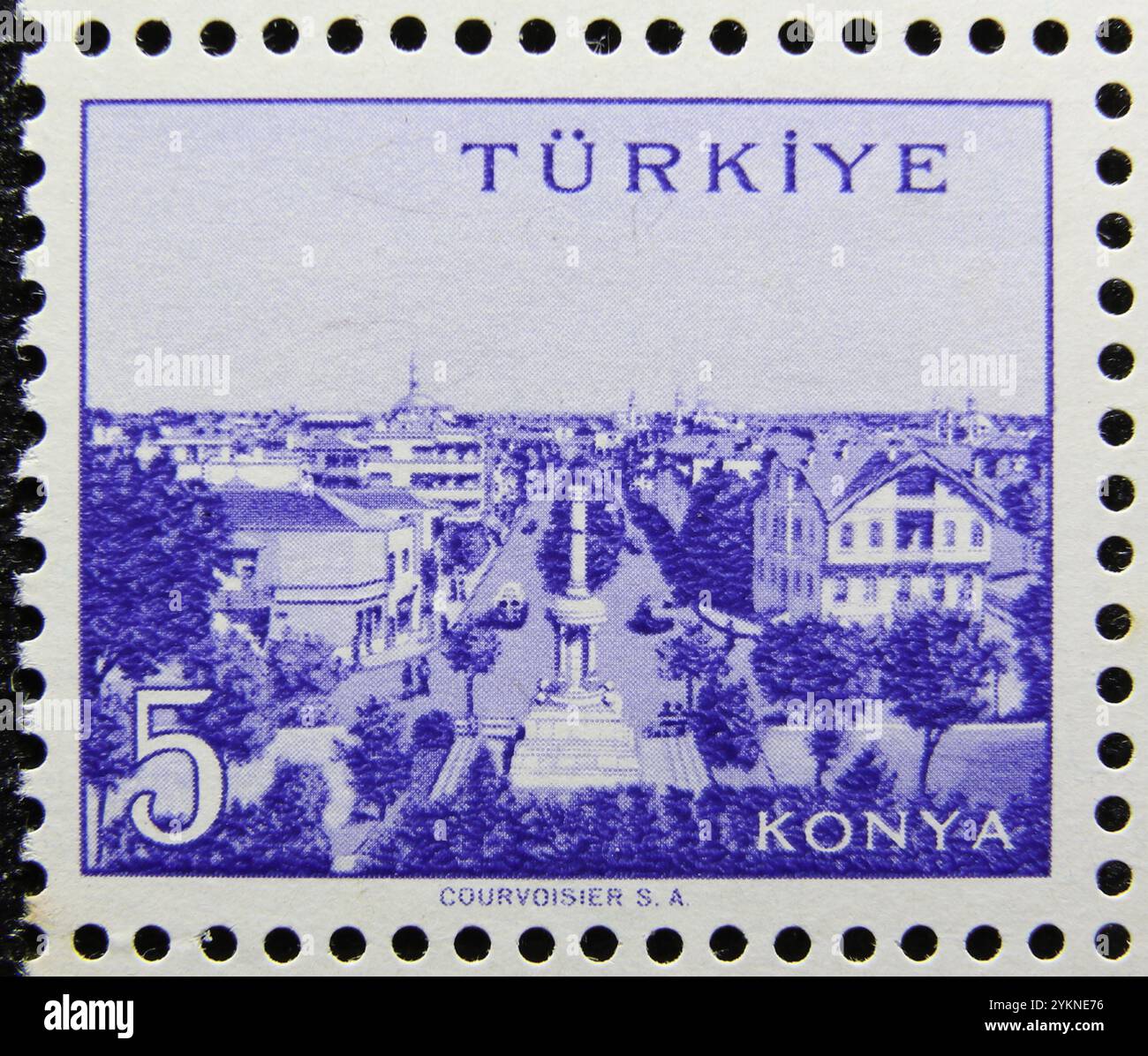 ISTANBUL, TURKEY - JANUARY 03, 2021: Turkish stamp shows Konya City ...