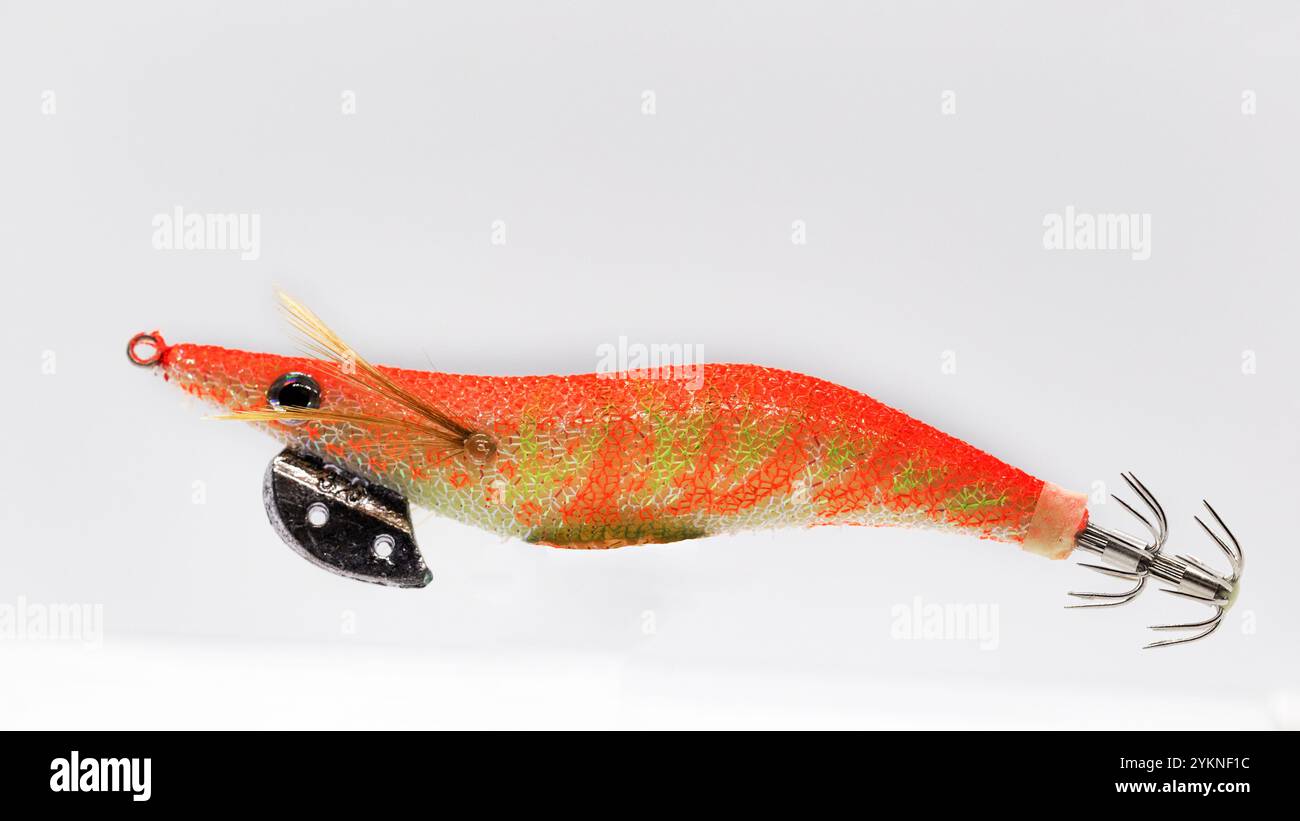 An Egi ,in this picture predominantly red color, its a fake lure for ...