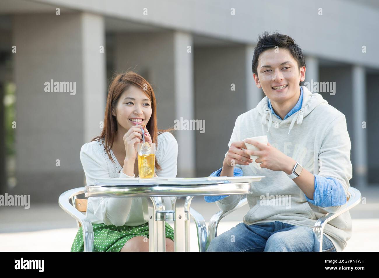 University student couple drinking tea in campus cafeteria Stock Photo ...