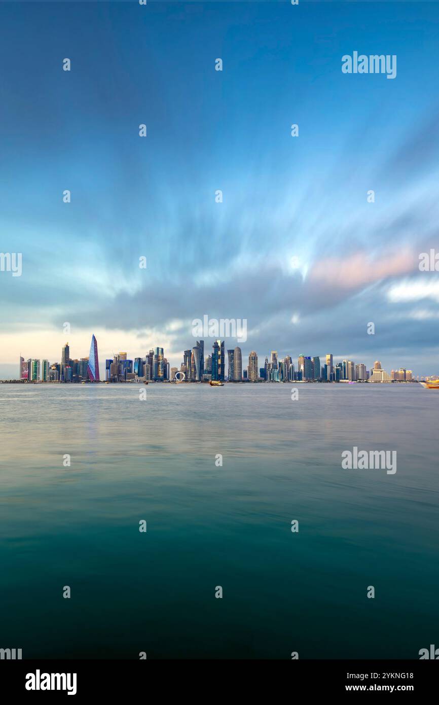 Beautiful Doha Skyline view from Corniche Stock Photo - Alamy