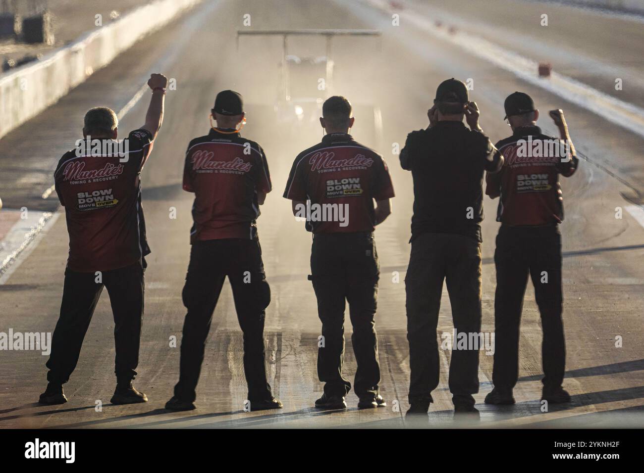 Pomona, United States. 17th Nov, 2024. Cowies Racing team looks upon ...