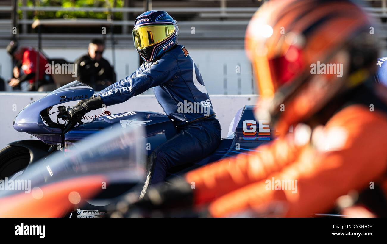 Pomona, United States. 16th Nov, 2024. Hector Arana Jr. looks over at ...
