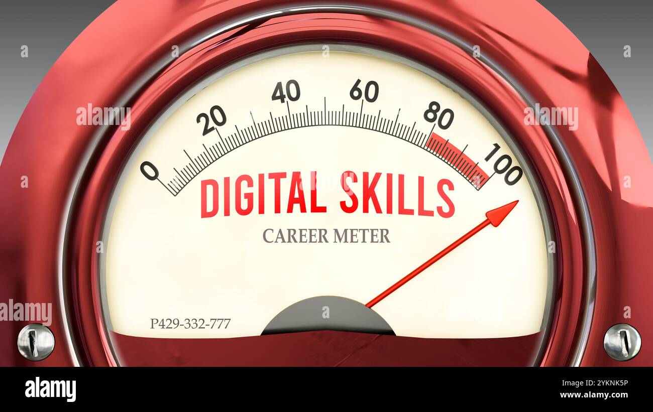 Digital Skills and Career Meter that is hitting a full scale, showing a ...