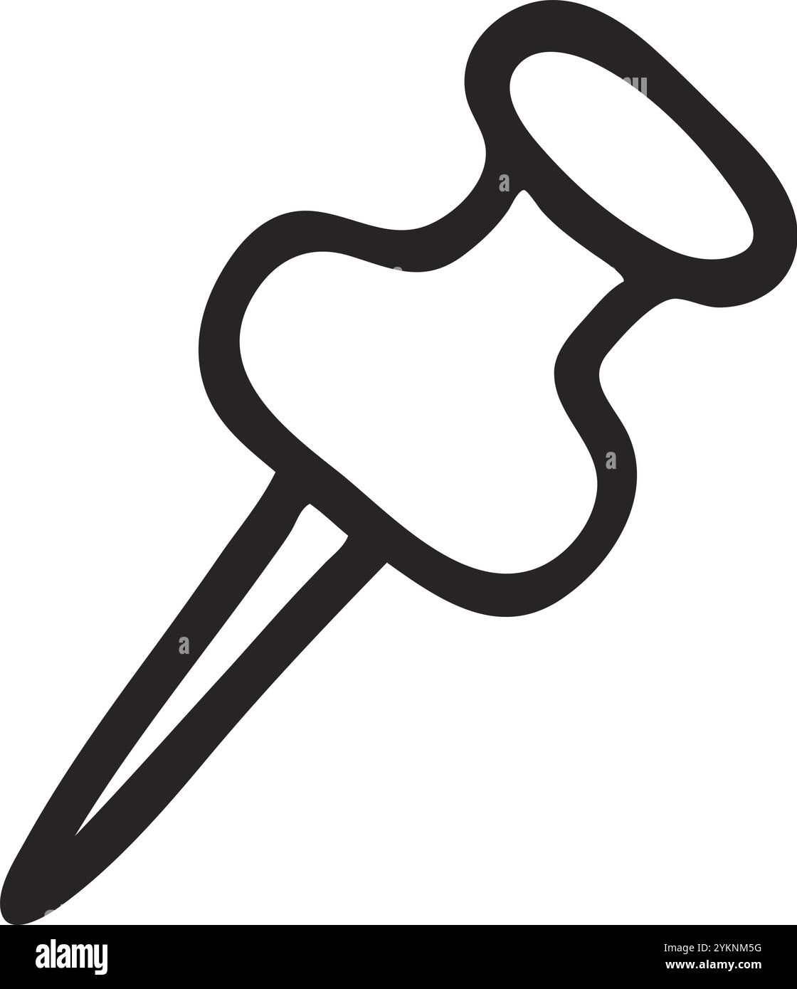 Doodle Push Pin or thumb tack icon. Line art style graphic design ...