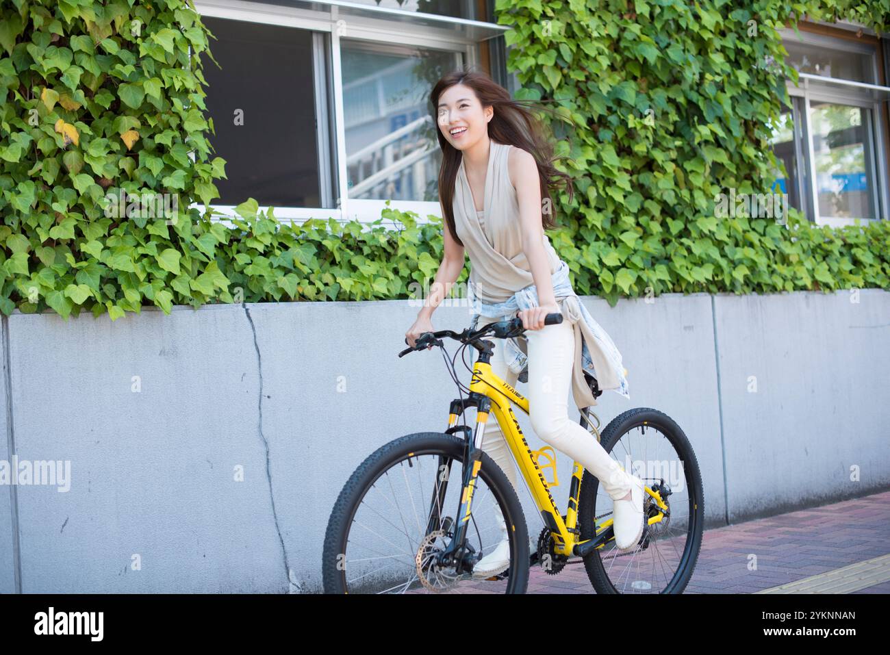 Woman riding a bicycle hi-res stock photography and images - Alamy