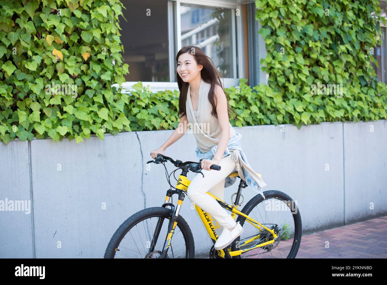 Woman riding a bicycle Stock Photo - Alamy