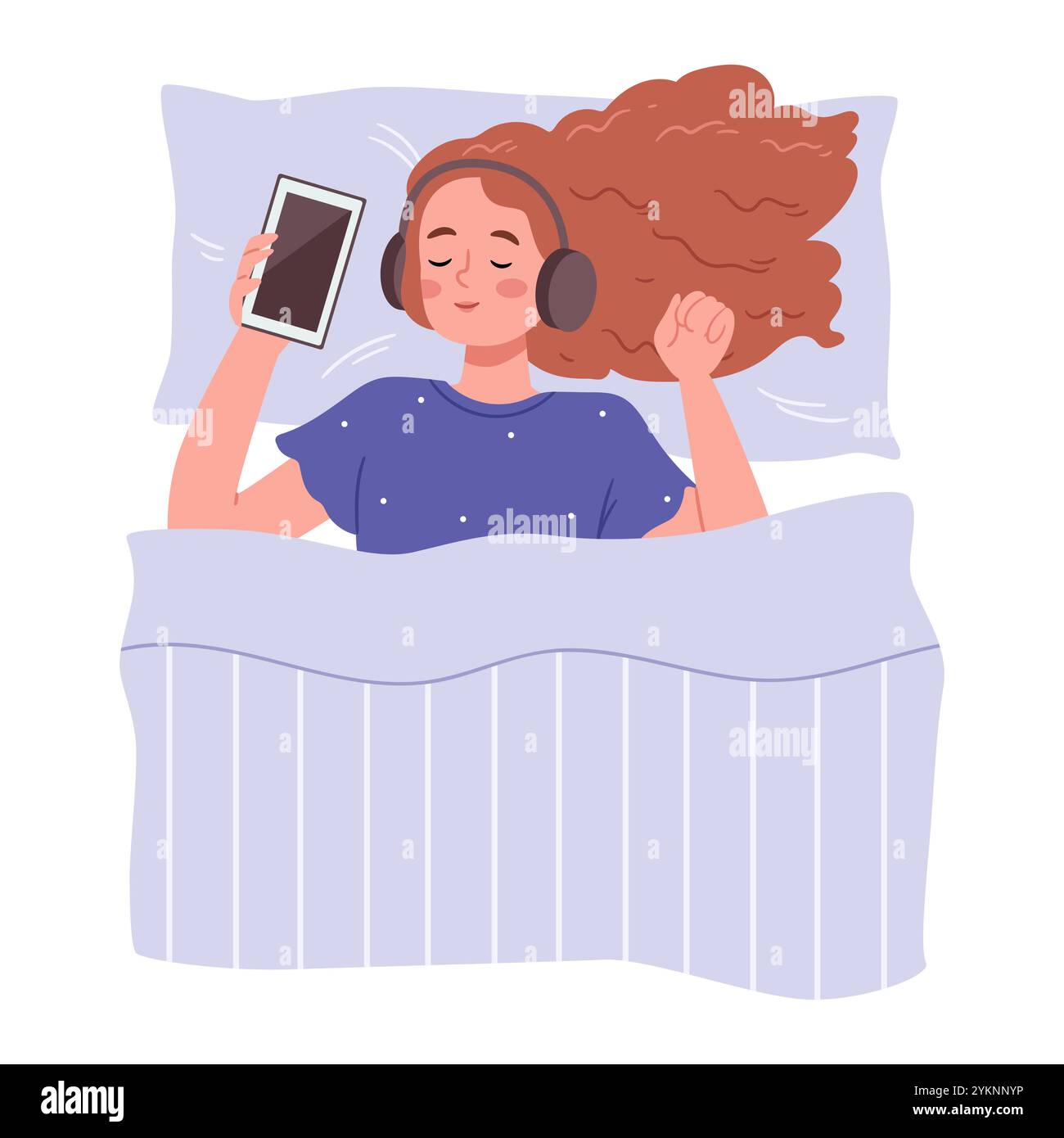 Girl relaxing with headphones Stock Vector Images - Alamy