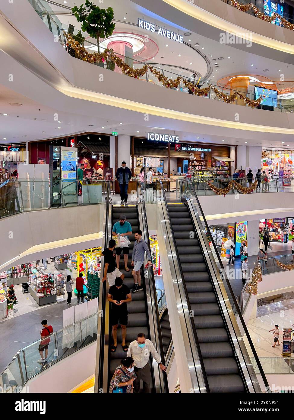 Bangkok, Thailand, Wide Angle View, inside, Modern Shopping Center ...