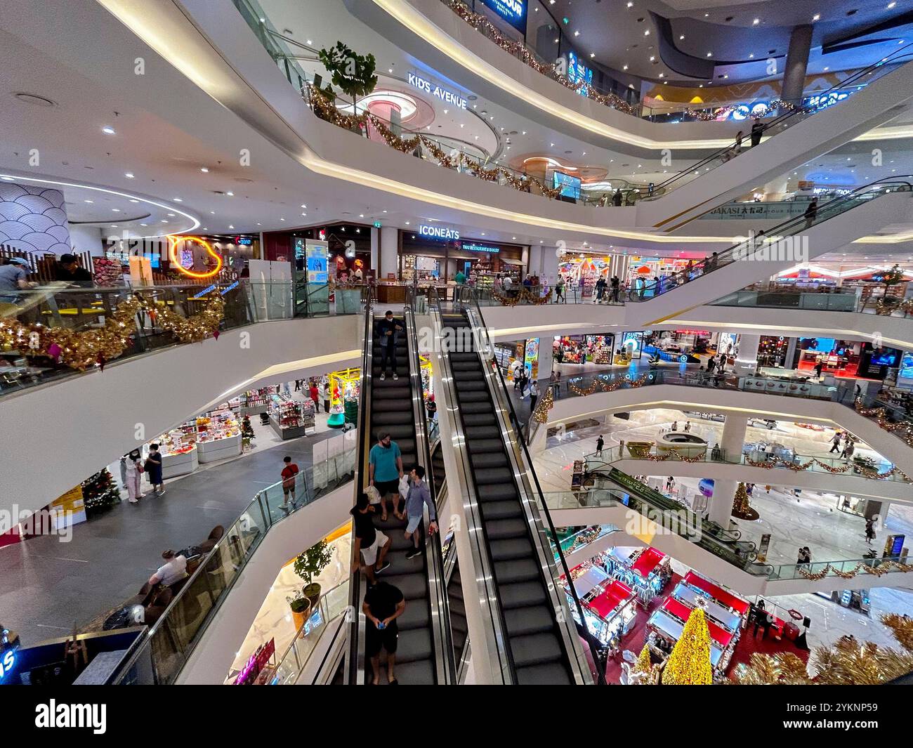 Bangkok, Thailand, Wide Angle View, inside, Modern Shopping Center ...