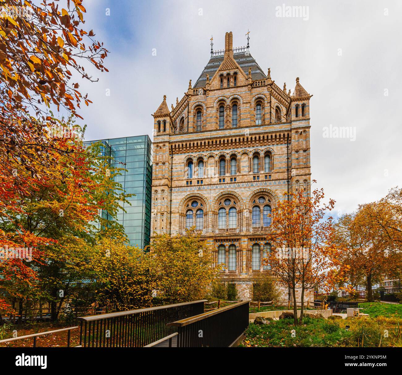 The Alfred Waterhouse Building and wildlife garden at the Natural ...