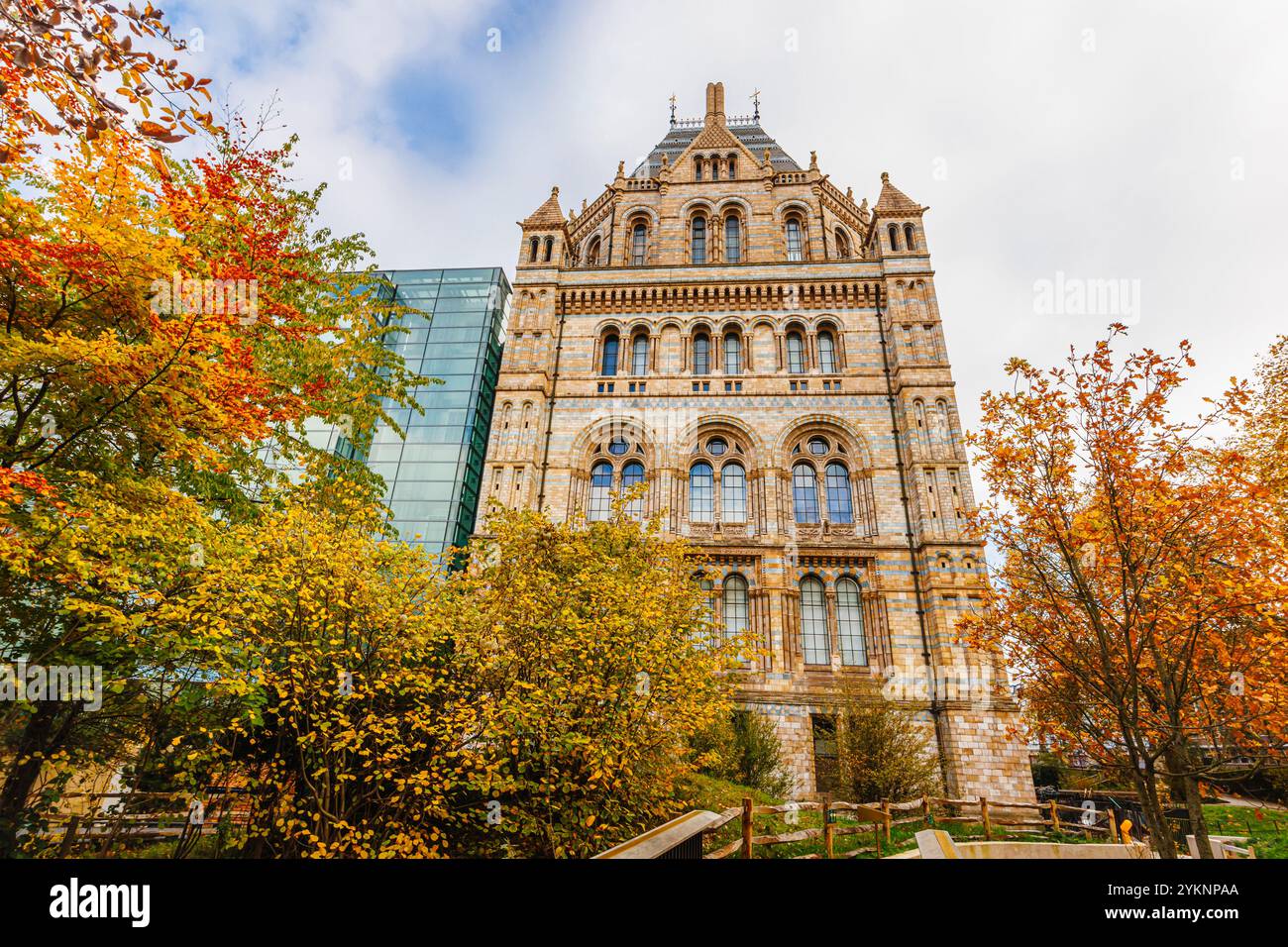 The Alfred Waterhouse Building and wildlife garden at the Natural ...