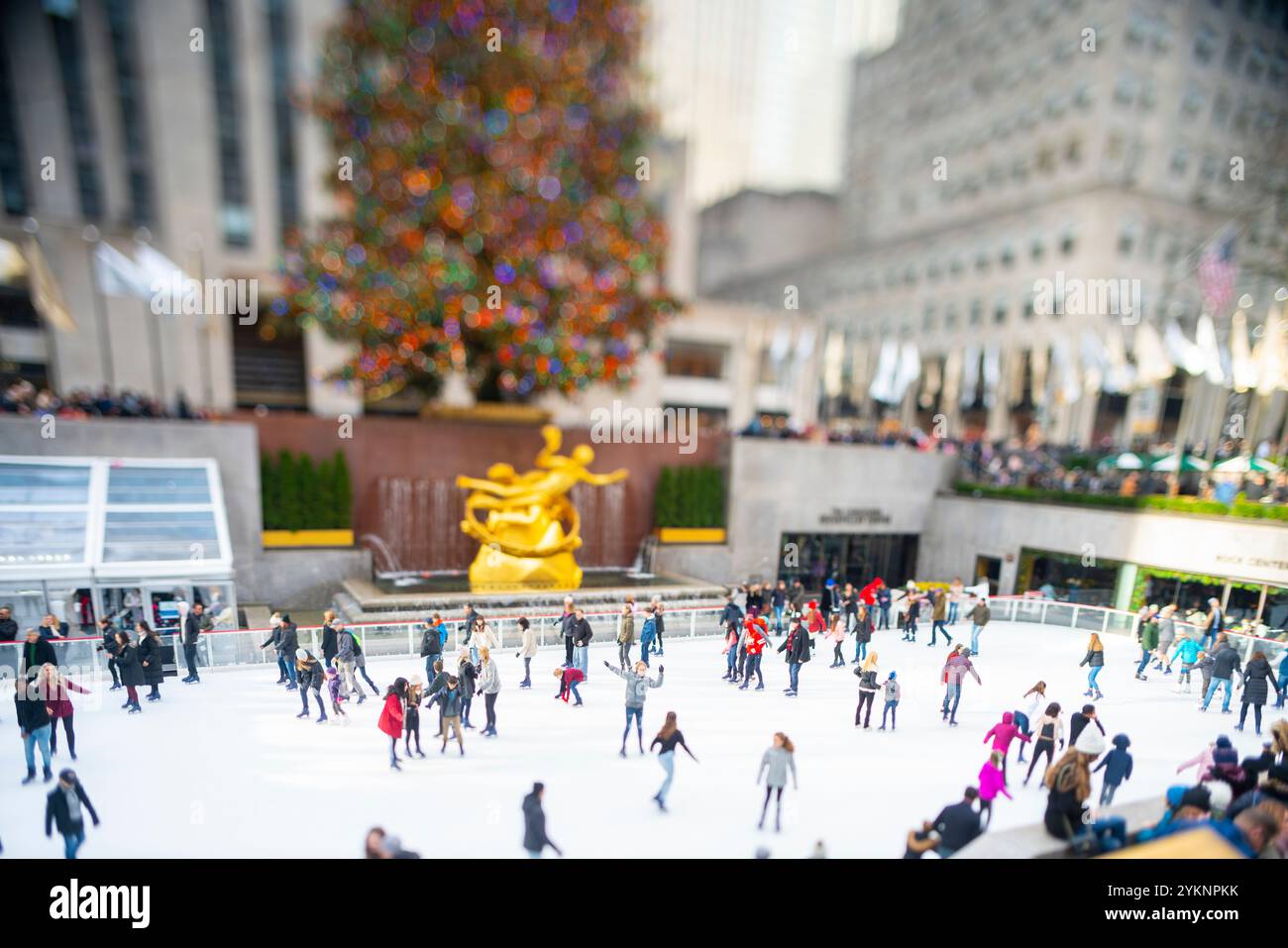 People ice skating at Rockefeller Center in Midtown Manhattan during ...