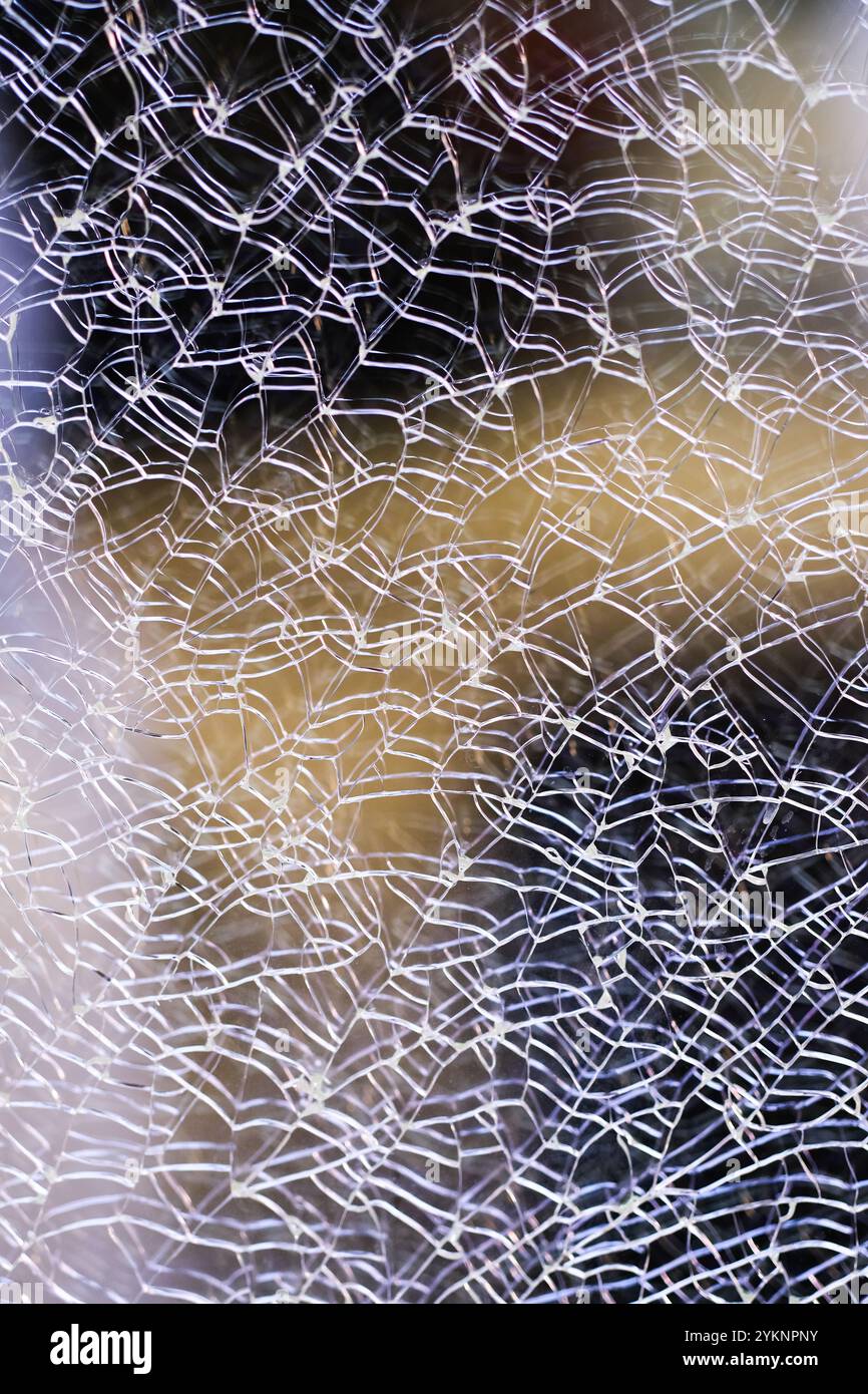 A broken double glass window Stock Photo - Alamy