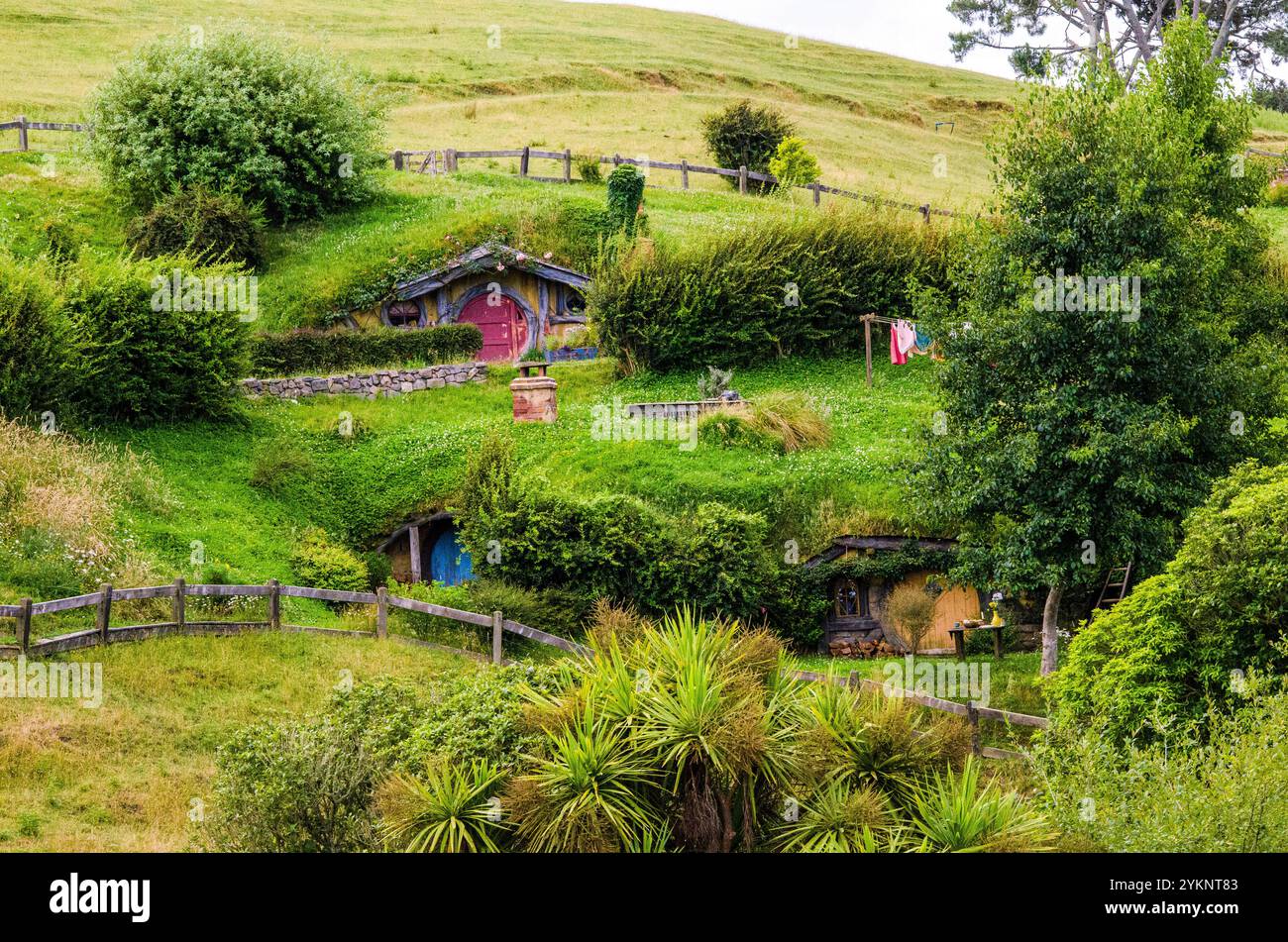 Hobbit Holes, the Shire, Hobbiton Stock Photo - Alamy