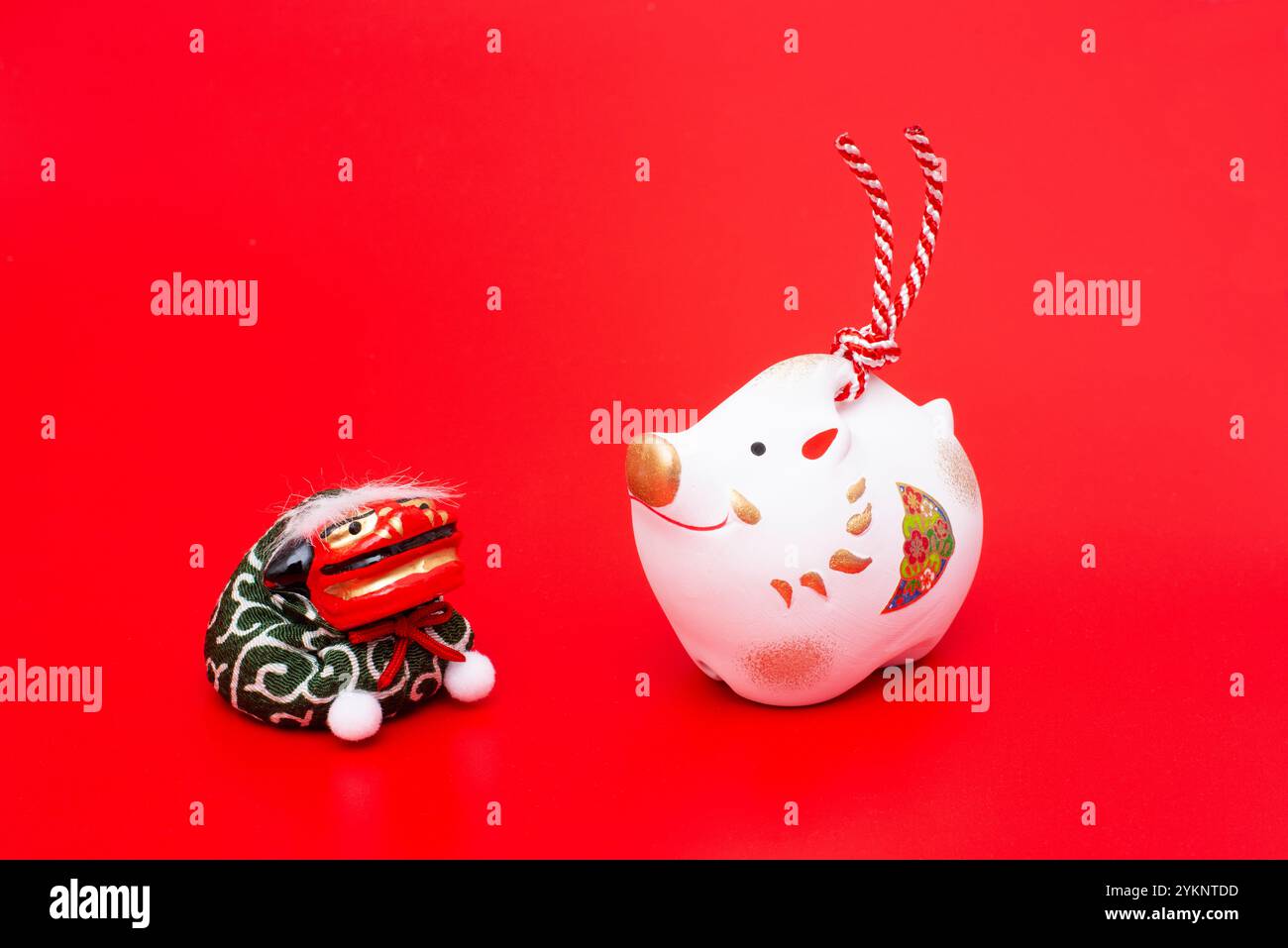 Wild boar and lion dance figure Stock Photo - Alamy