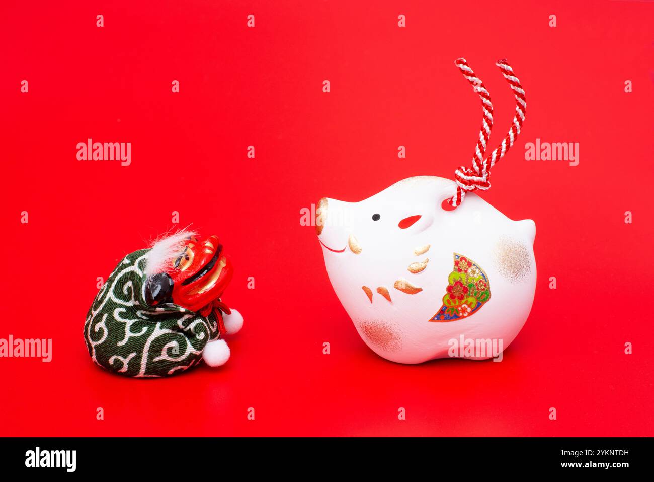 Wild boar and lion dance figure Stock Photo - Alamy