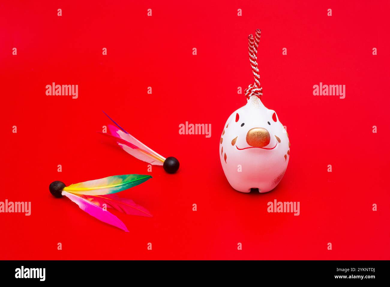 Wild boar and lion dance figure and feather Stock Photo - Alamy