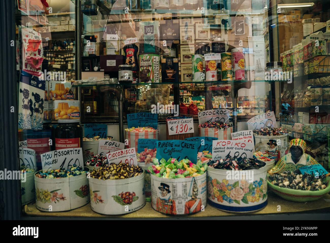 Florence, Italy - June 20, 2024: A window display of a confectionery ...