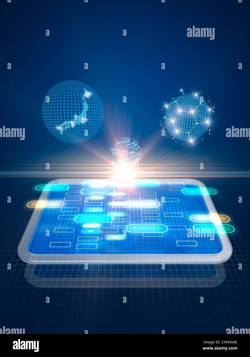 Floating 3D image and tablet-type operation panel Stock Photo - Alamy