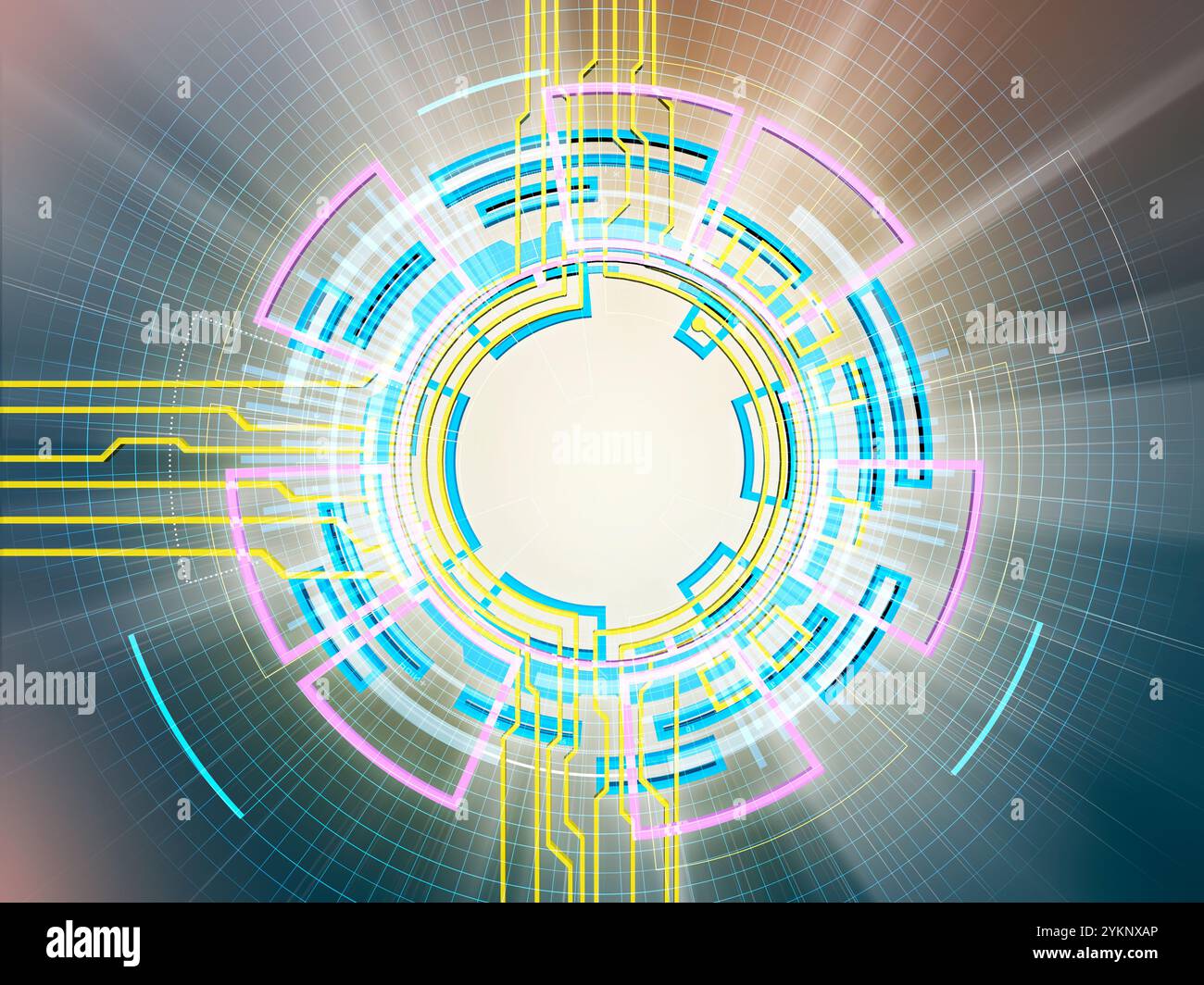 Circular GUI control panel with light radiating through Stock Photo - Alamy