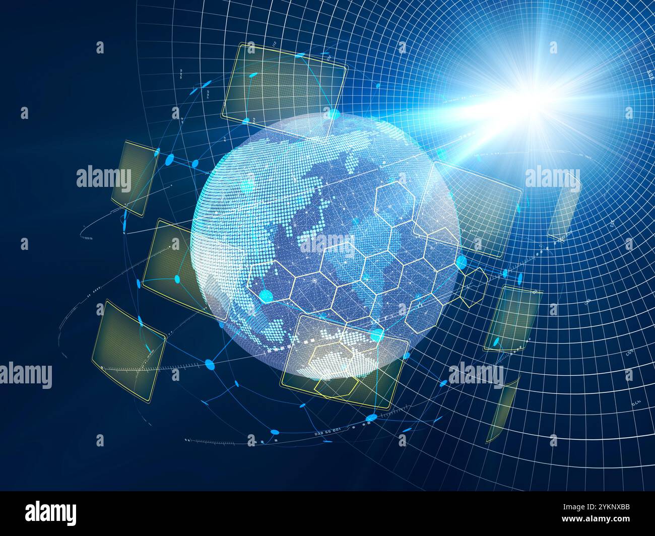 Globe and monitor floating GUI screen and radiation Stock Photo - Alamy
