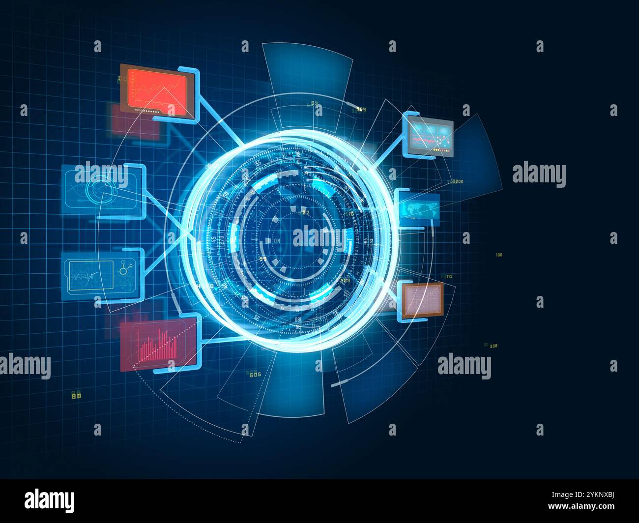 Circular GUI operation panel displaying various information Stock Photo ...