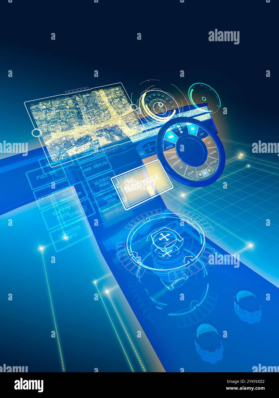 Futuristic car cockpit with GUI spatial display control Stock Photo - Alamy Futuristic car cockpit with GUI spatial display control Stock Photo - Alamy
