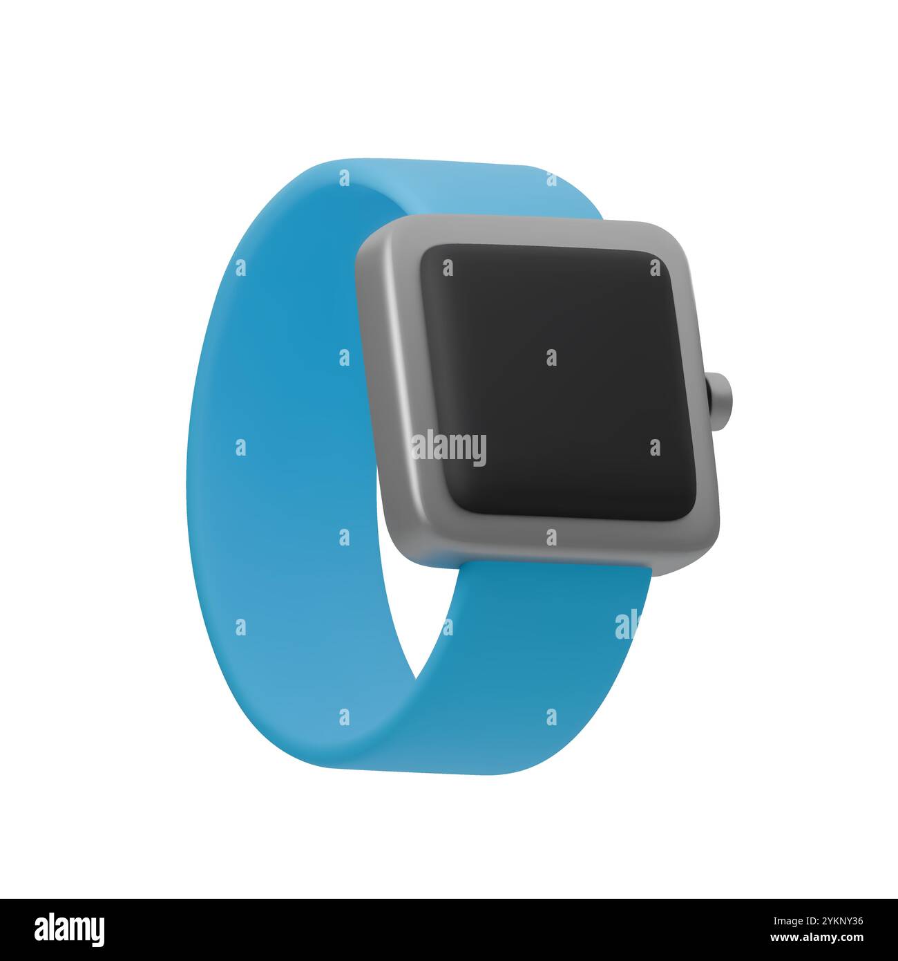 3D vector illustration of modern smartwatch with blue strap and ...