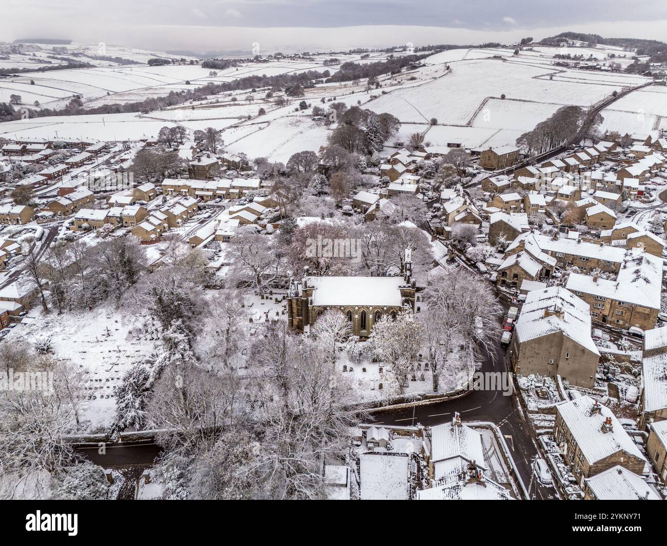 Snow surrounds All Saints Netherthong Church in Holmfirth west ...