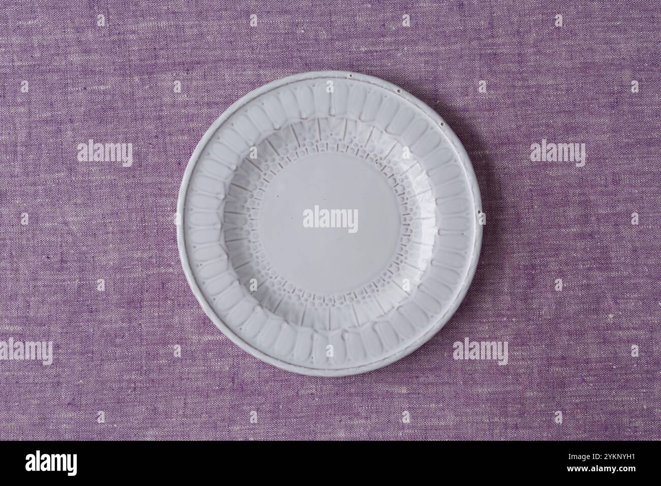 Colorful table setting with white tablecloth hi-res stock photography ...