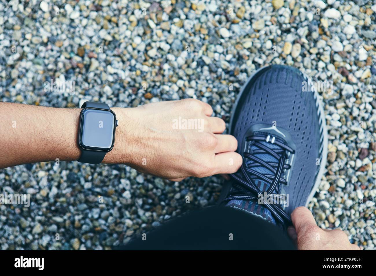 Man wearing a smartwatch Stock Photo - Alamy
