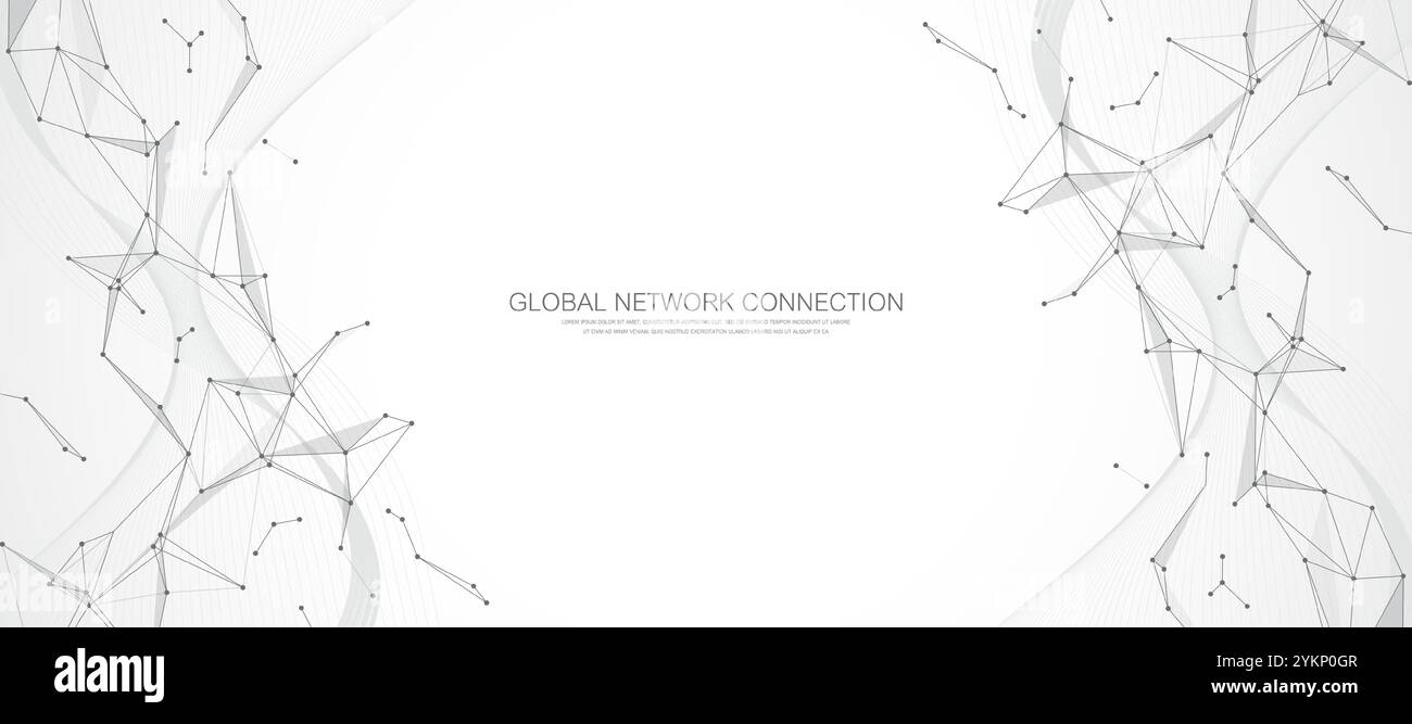 Digital network connect data lines and dots technology background template. Plexus effect ...