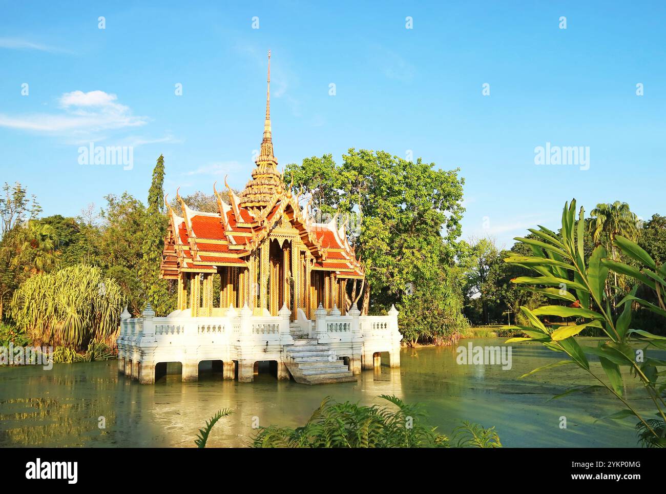 Stunning Thai Ancient Style Pavilion on the Pond of Suanluang King Rama ...