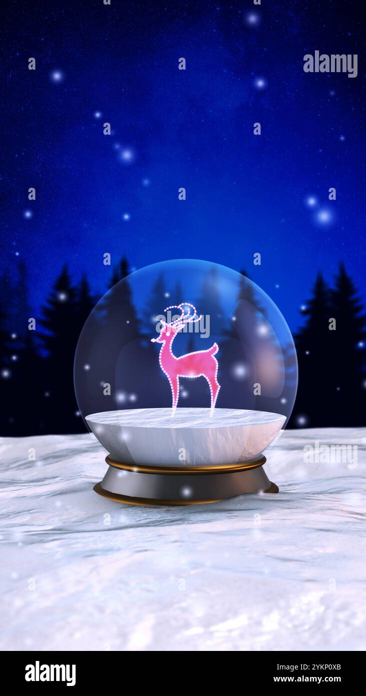Winter Wonderland Globe with Elegant Deer Stock Photo - Alamy