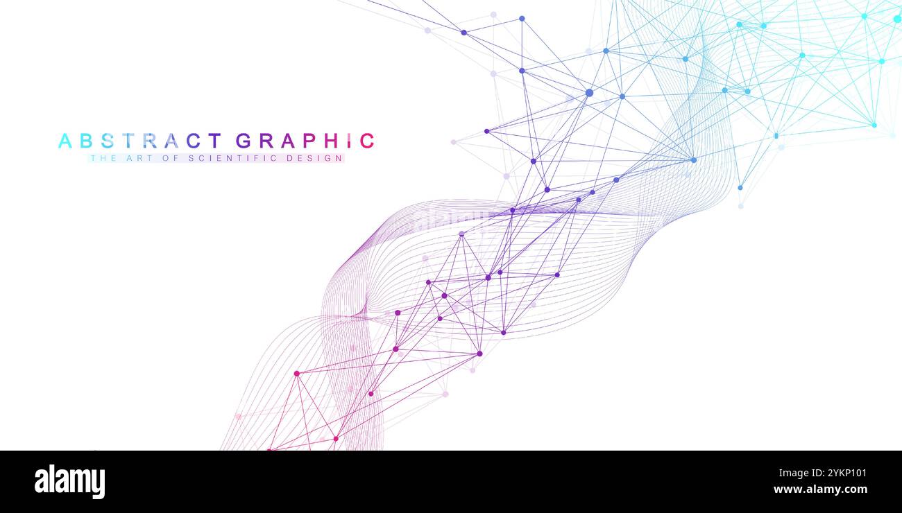 Digital network connect data lines and dots technology background template. Plexus effect ...