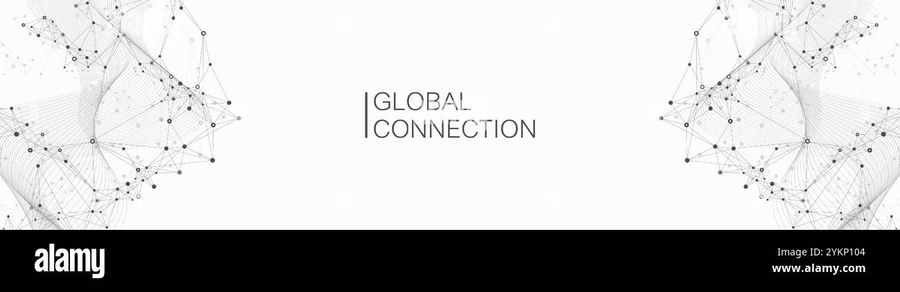 Global network connection banner design template. Header social network ...