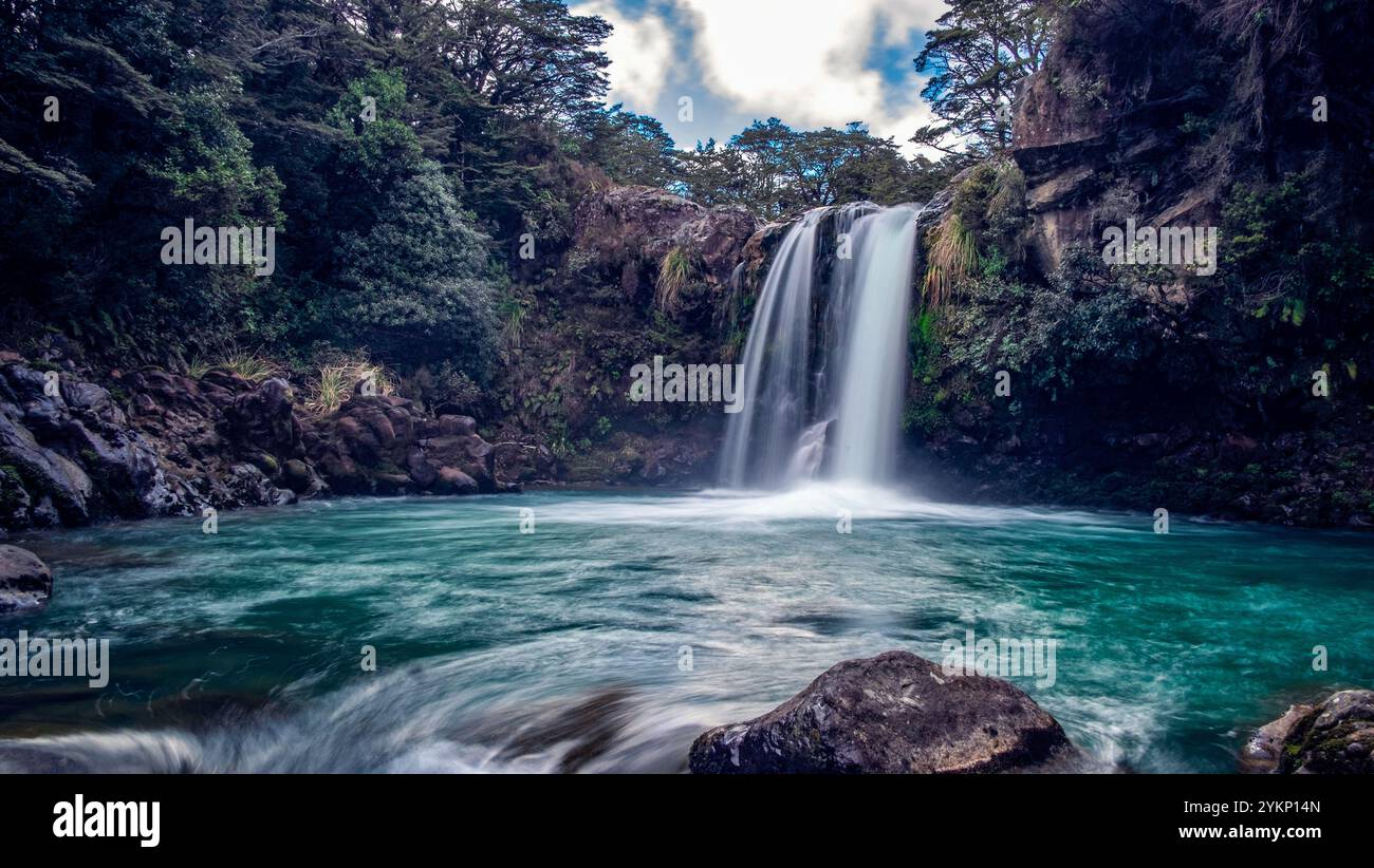 Gollum's Pool, Tawhai Waterfall in Tongariro National Park, water flow ...