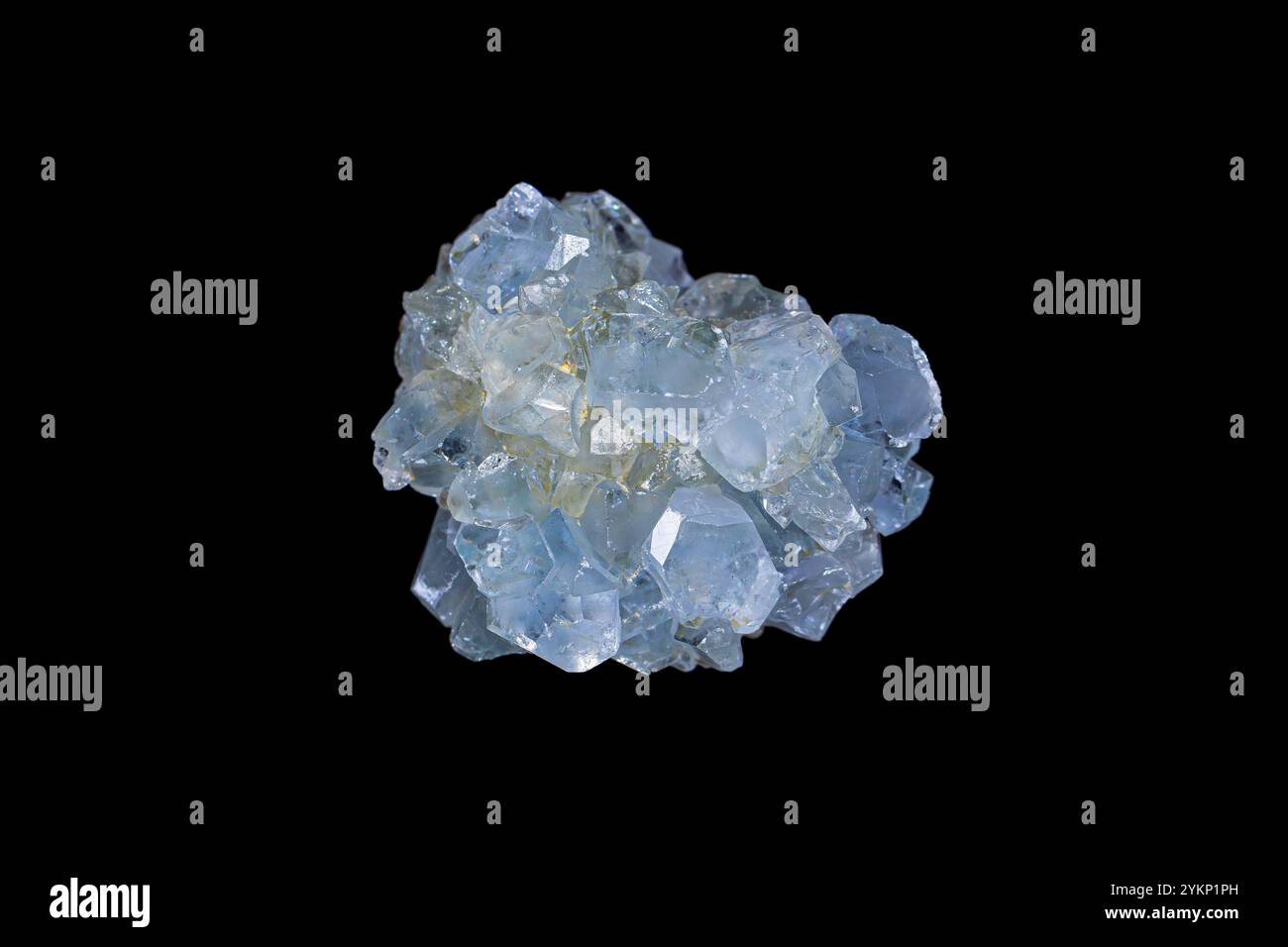 Natural rough Celestine (celestite) crystal cluster on dark background ...