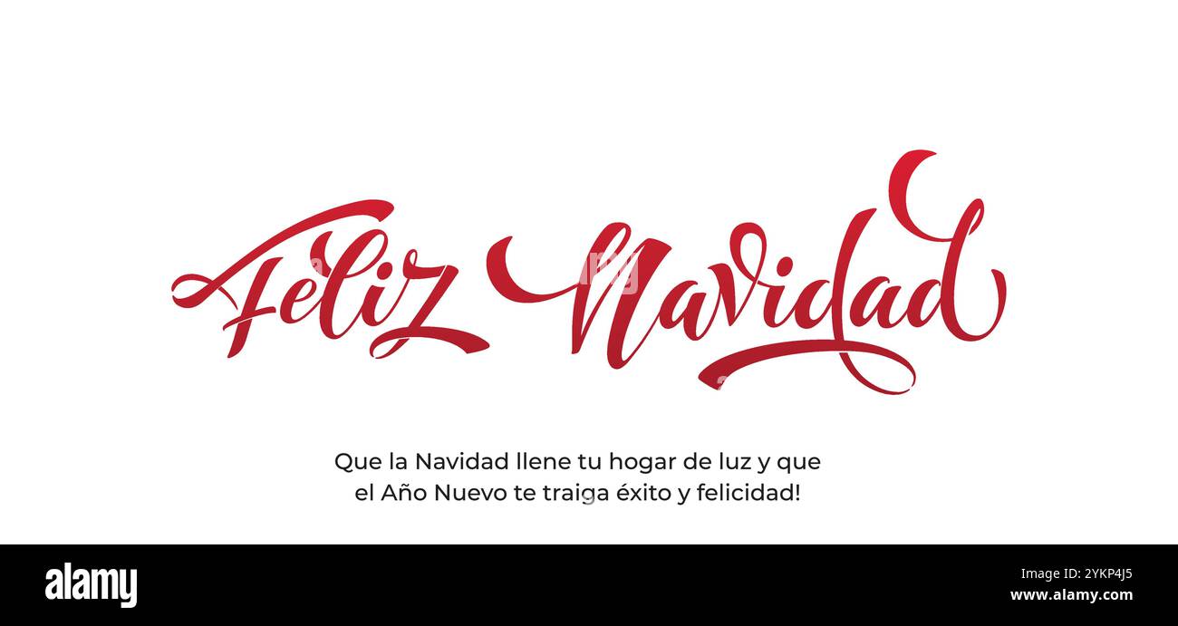 Feliz Navidad spanish Merry Christmas Modern calligraphy lettering on ...