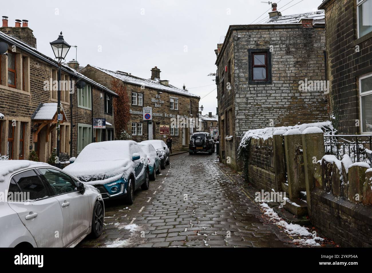 Snow falls in Haworth also know as Bronte Country, Howarth, United ...