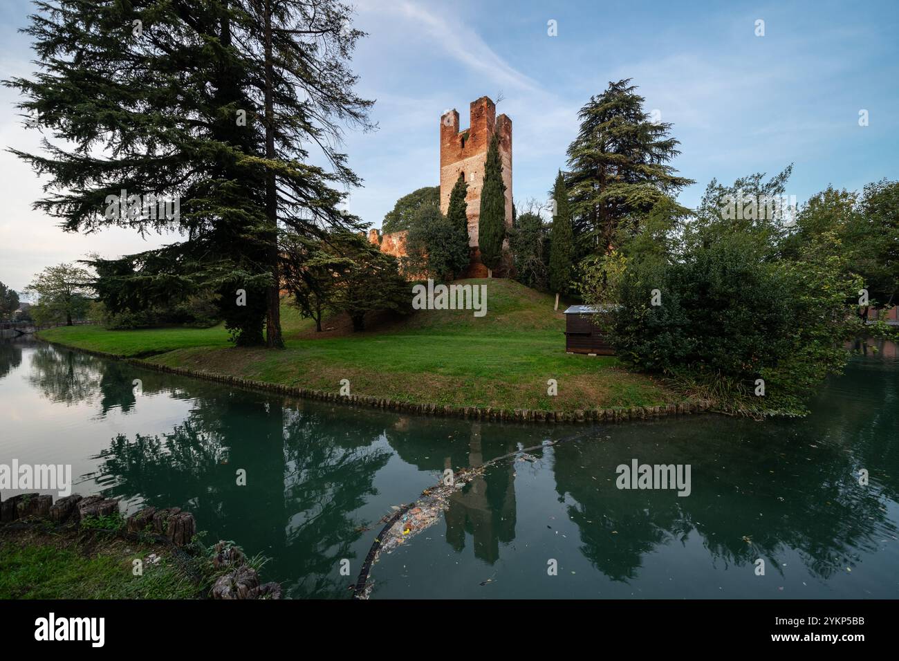 The walls and moat of Castelfranco Veneto, a medieval walled town and ...