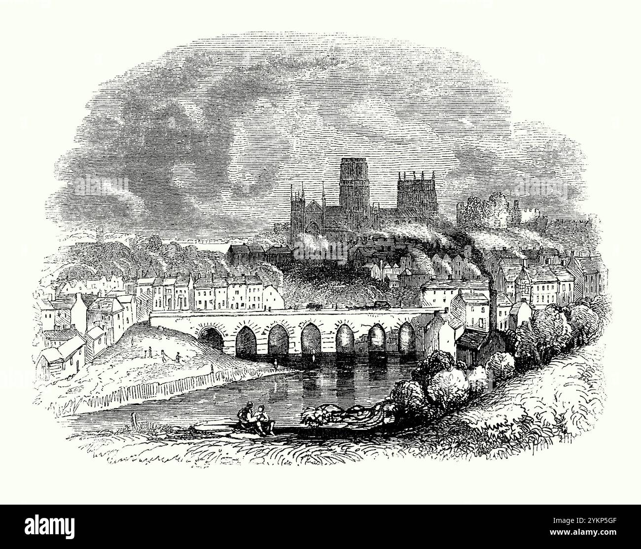An old engraving of Durham, County Durham, England, UK – it is from a ...