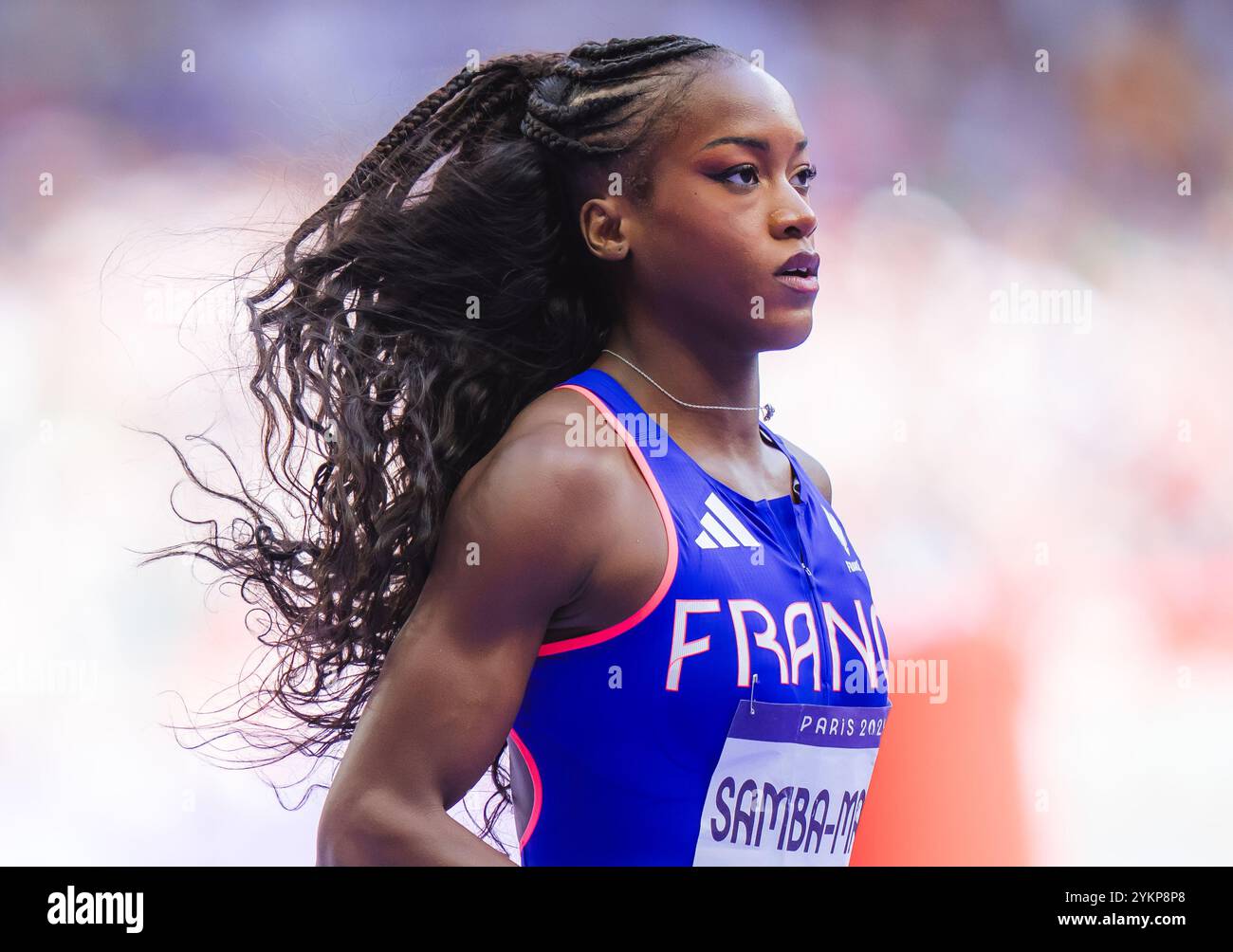 Cyréna Samba-Mayela participating in the 100 meters hurdles at the ...