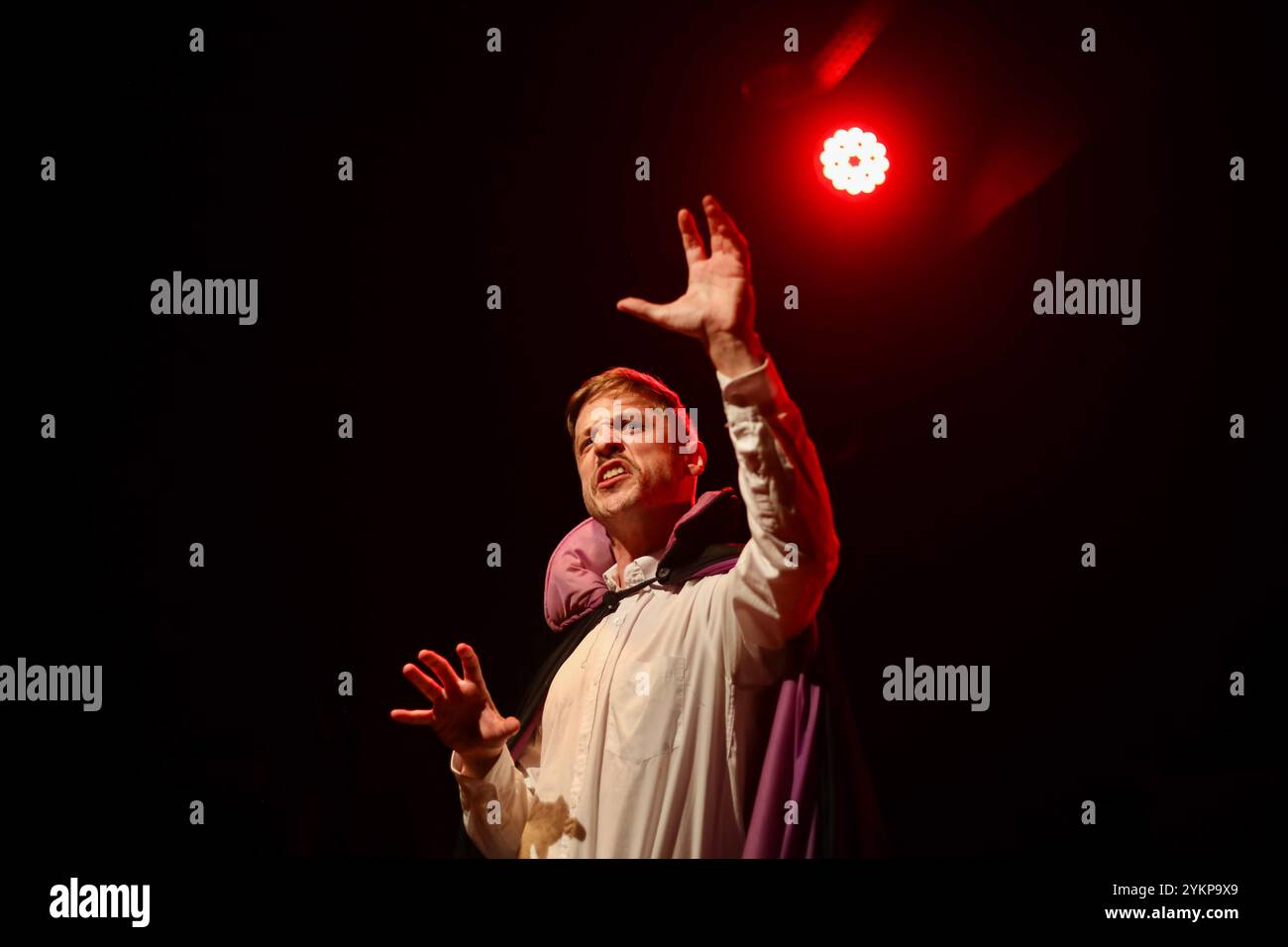 Bruno Jugend, a student actor at the CAL theater school, performs in ...