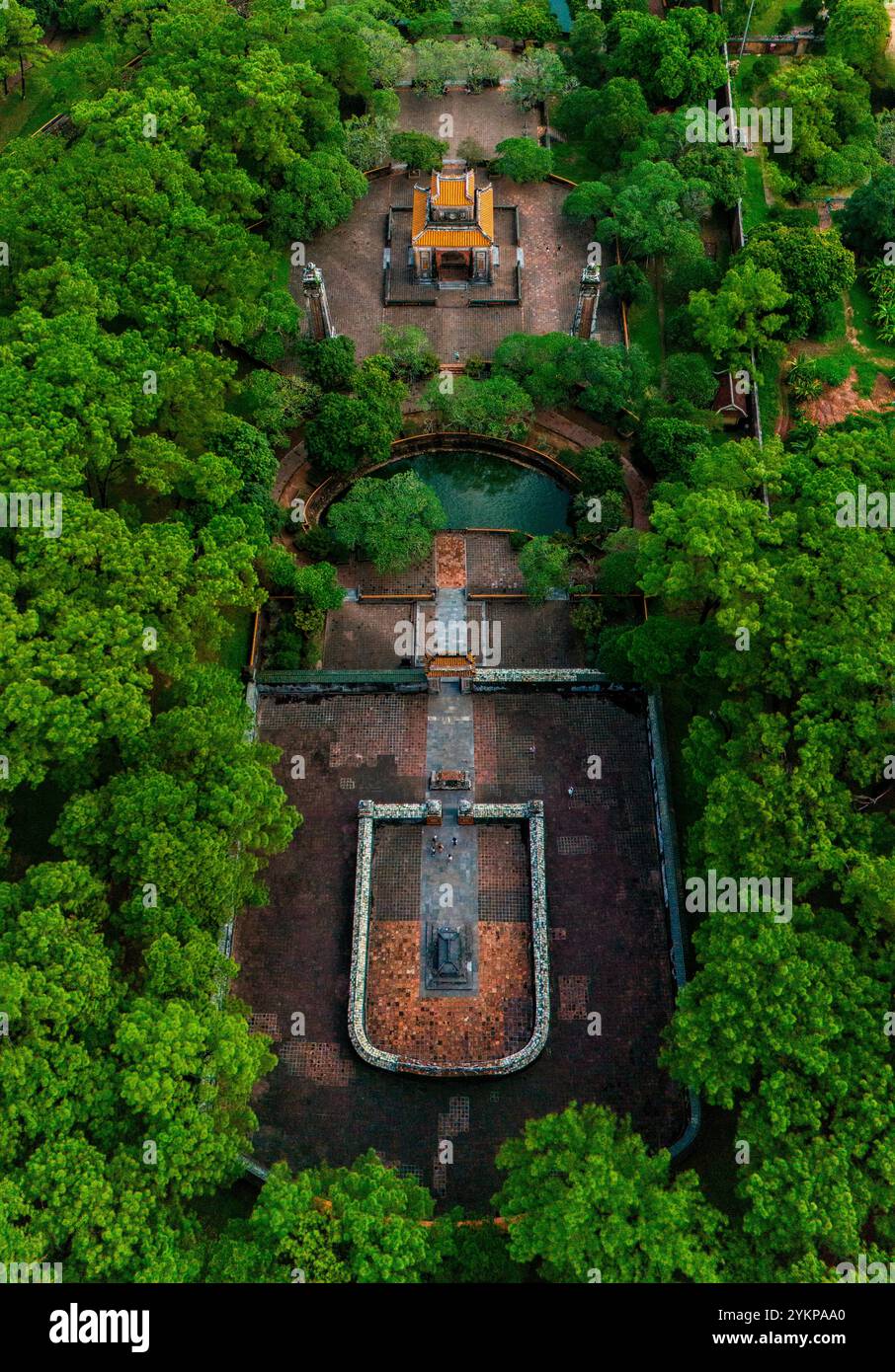 Aerial view of Emperor Tu Duc Tomb. It is divided into a Temple Area ...