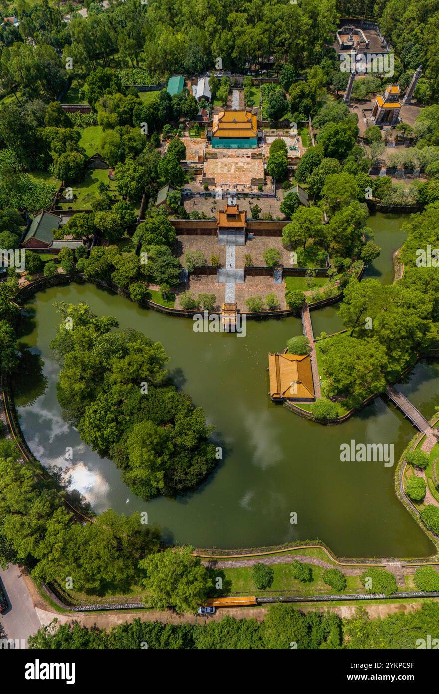 Aerial view of Emperor Tu Duc Tomb. It is divided into a Temple Area ...
