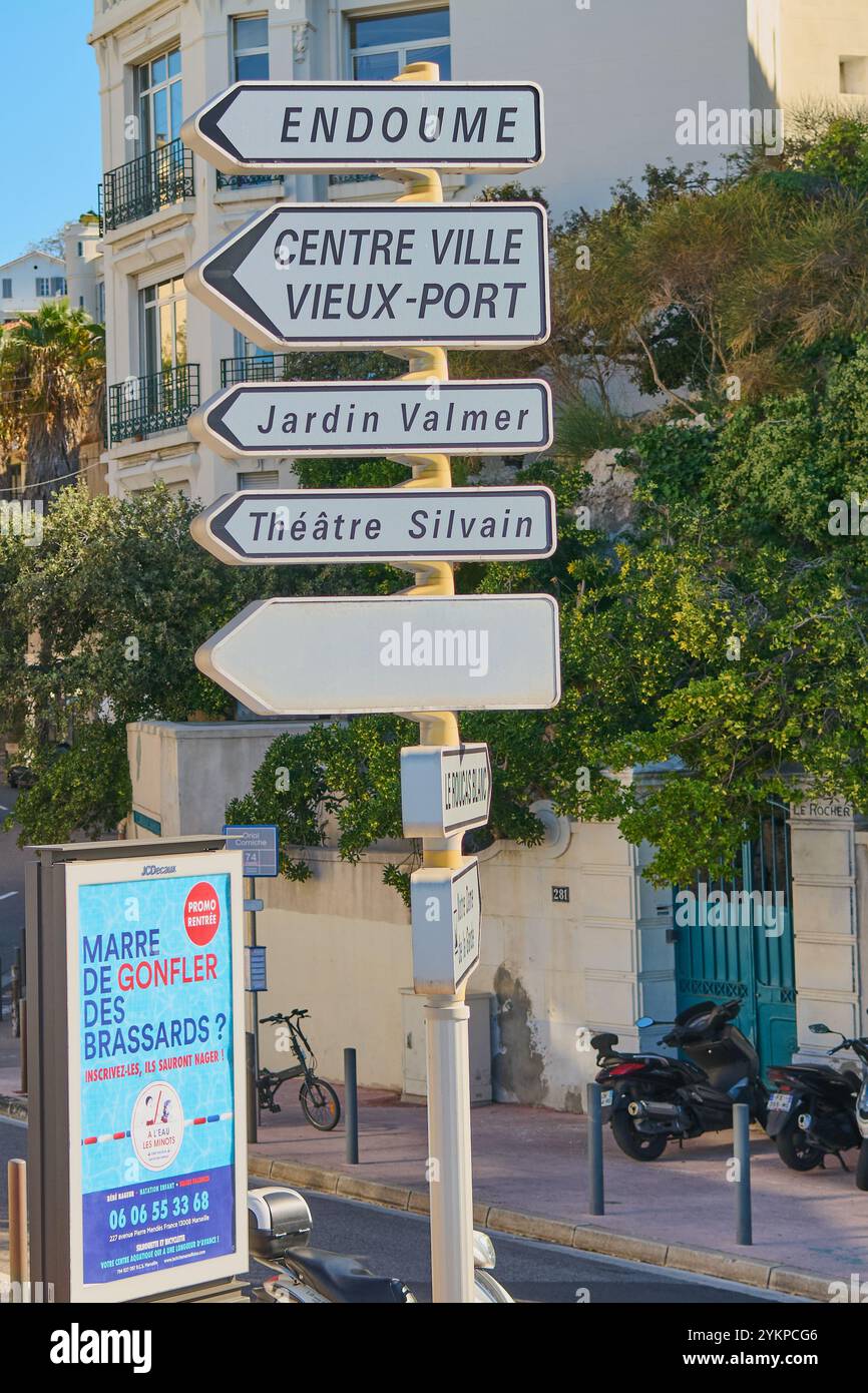 Viladecans. Spain - November 19,2024: Directional signs in a cityscape ...