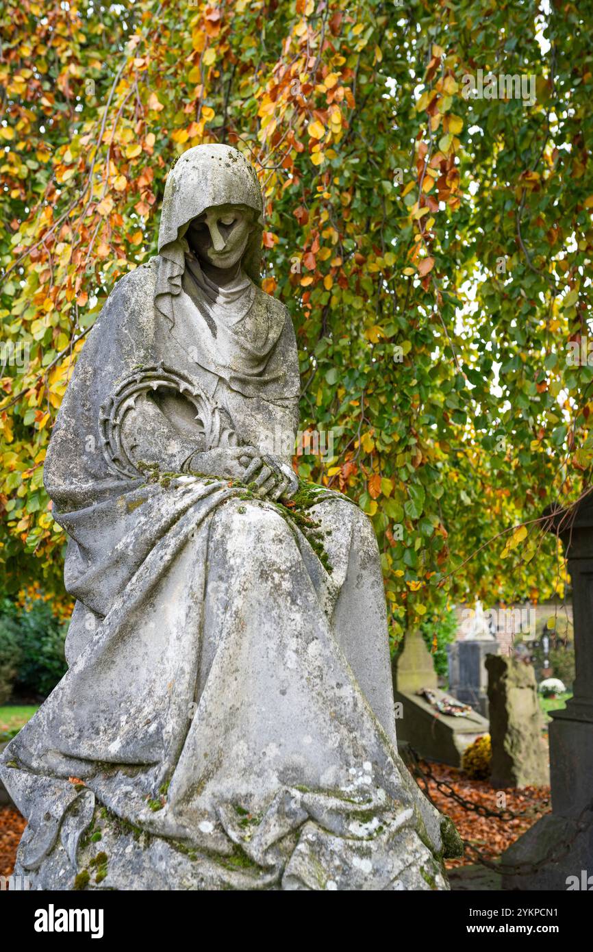 Statue of virgin Mary at old graveyard city of Hasselt in Belgium Stock ...