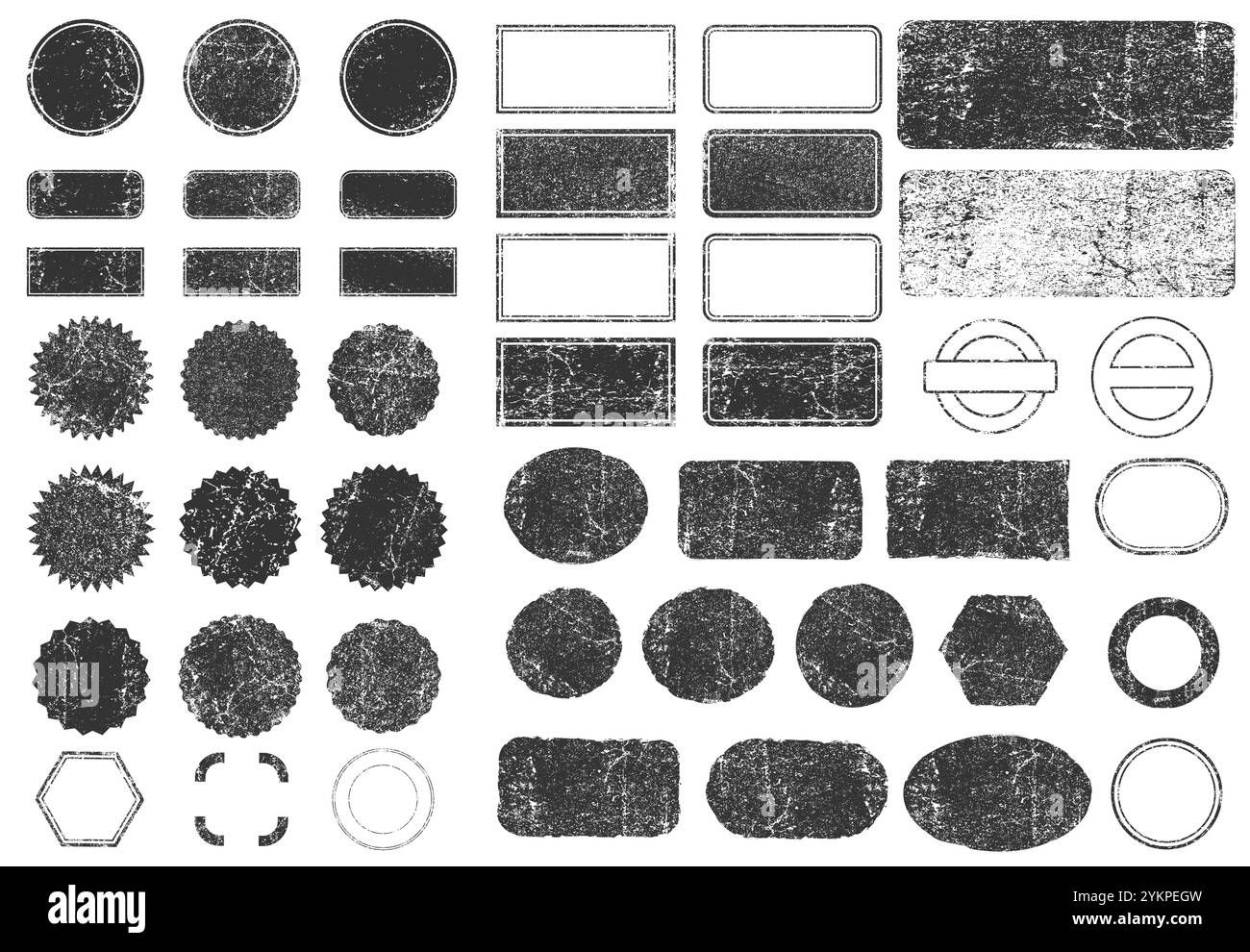 Stamps frames vector icon shape set. Stamp grunge ink rubber labels ...